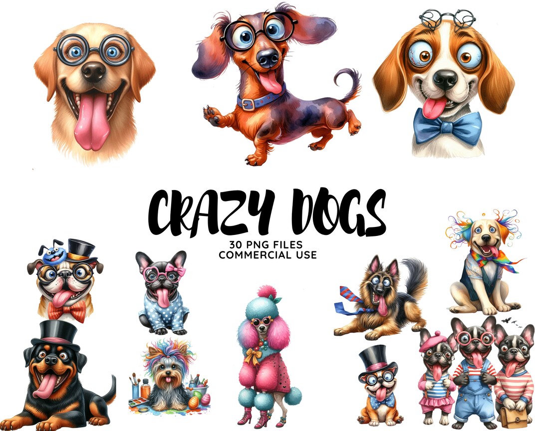 Watercolor Funny Dogs Clipart Bundle: Festive Holiday Puppies (digital ...