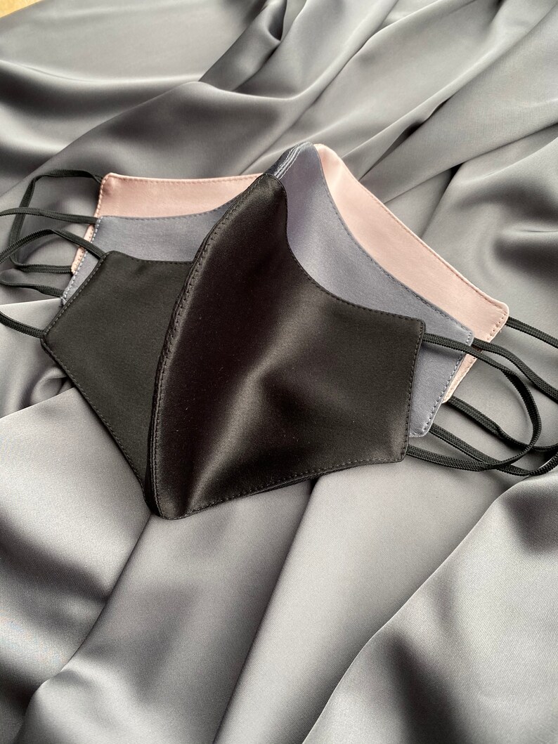 Luxury Spring Silk Face Masks Stylish Face Mask Black Silk - Etsy UK