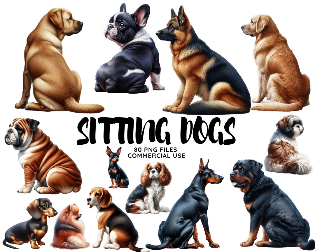 Watercolor Dog Breeds Clipart Bundle: Hand-drawn Puppy Portraits (PNG ...