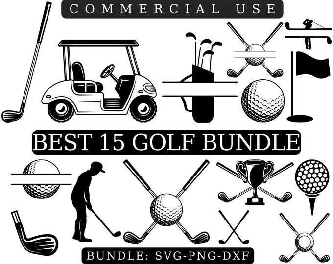 Crossed Golf Clubs SVG, Golf Player Stick Clipart Cnc File, Silhouette ...