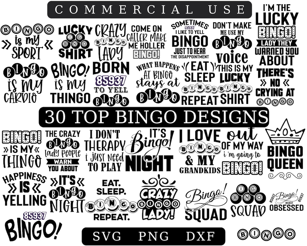 Bingo SVG Bundle: 30 Trending Designs for Commercial Use - Etsy