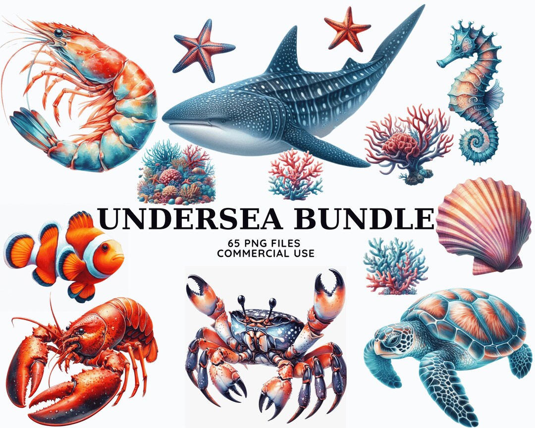 Watercolor Under the Sea Clipart Bundle, Ocean Nursery, Nautical ...