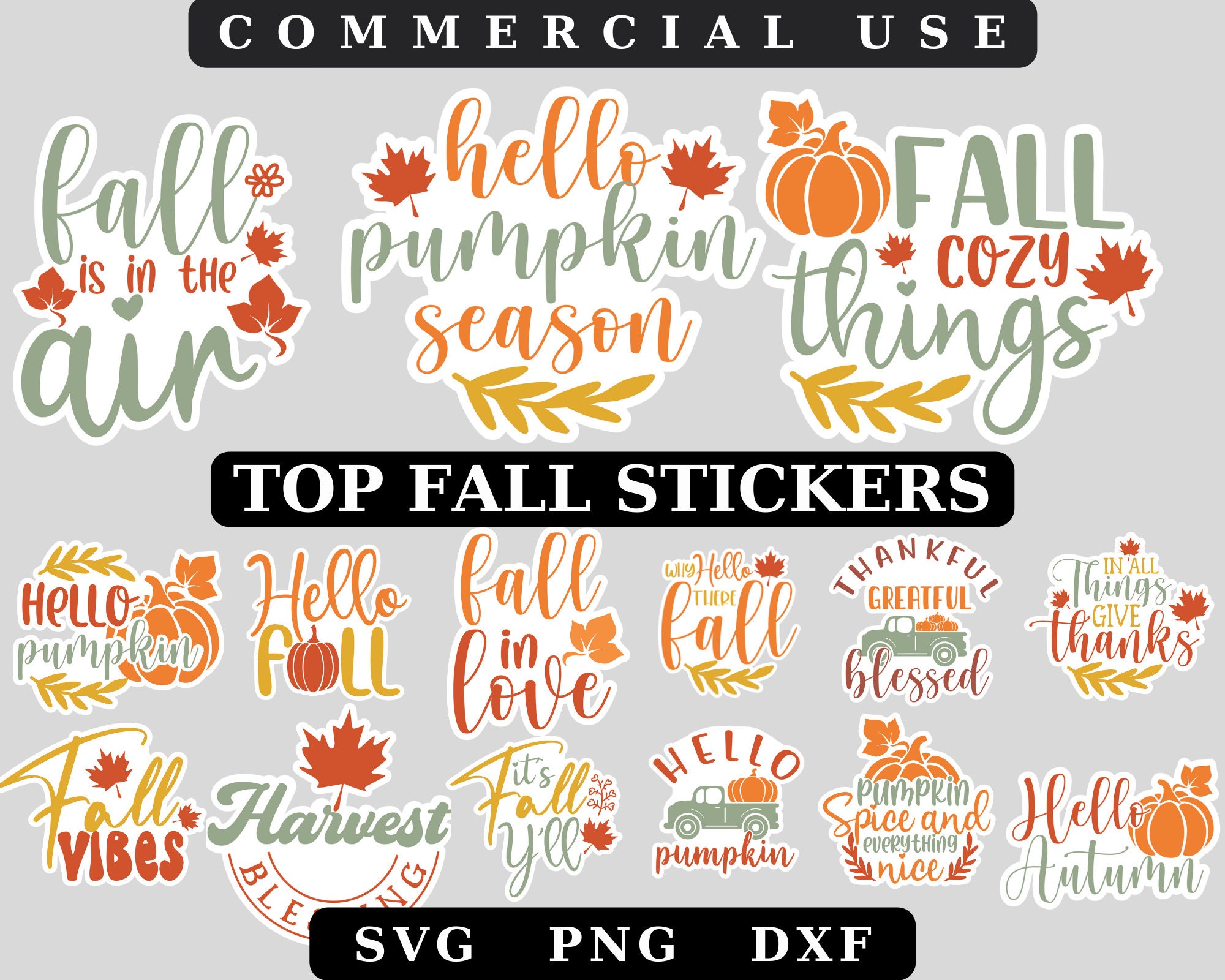 Boho Fall Stickers Svg Fall SVG Fall SVG Bundle Autumn Svg - Etsy