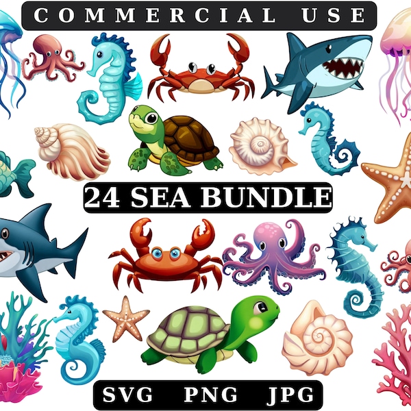 Sea Animal Clipart - Etsy