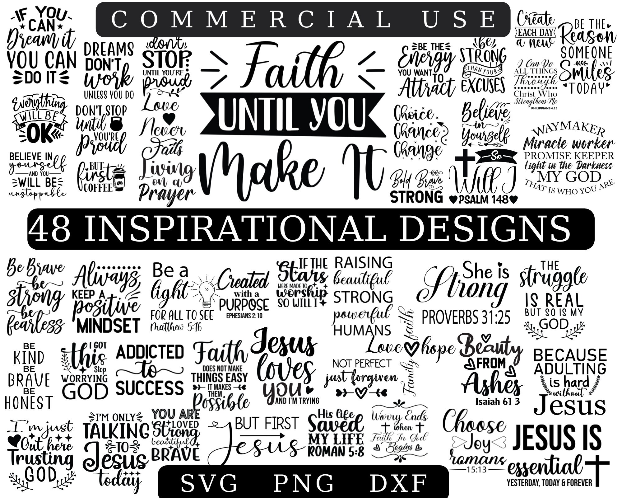 Inspirational Quotes SVG Bundle: Positive Sayings, Hustle, Believe ...