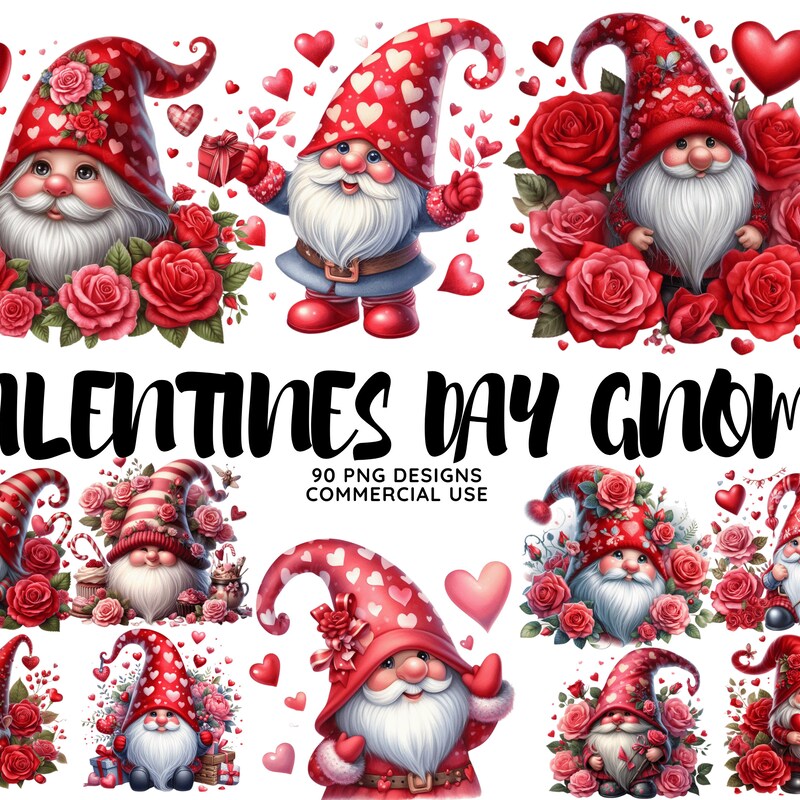 Valentine Gnome Clipart - Etsy