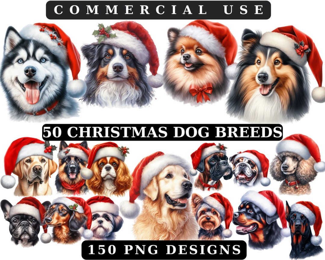 Christmas Dogs Watercolor Clipart Bundle, Festive Dog Images, Cozy ...