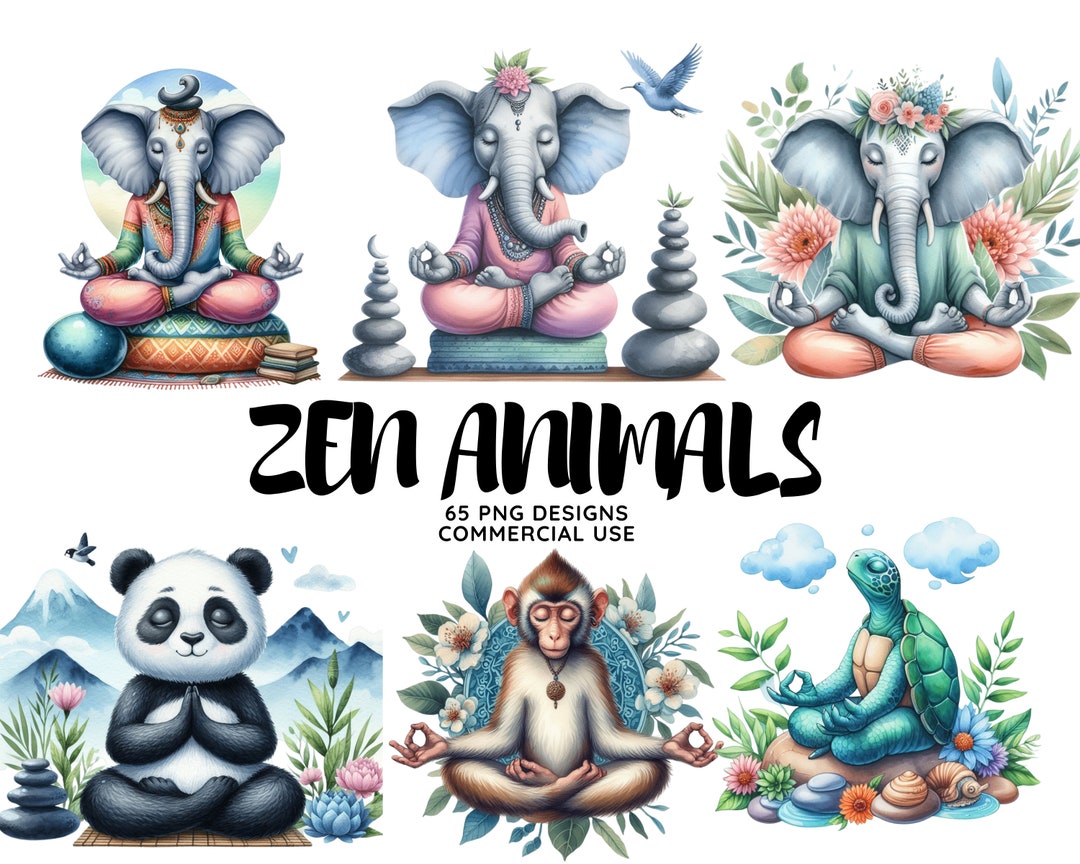 Woodland Animals Clipart Bundle, Cute Peaceful Zen Meditating Nursery ...