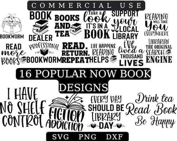 Book SVG Bundle Book Lover SVG Bundle Book Pngbook Quotes - Etsy