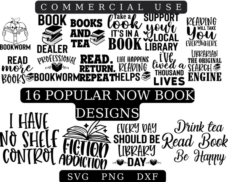 Book SVG Bundle Book Lover SVG Bundle Book Pngbook Quotes - Etsy