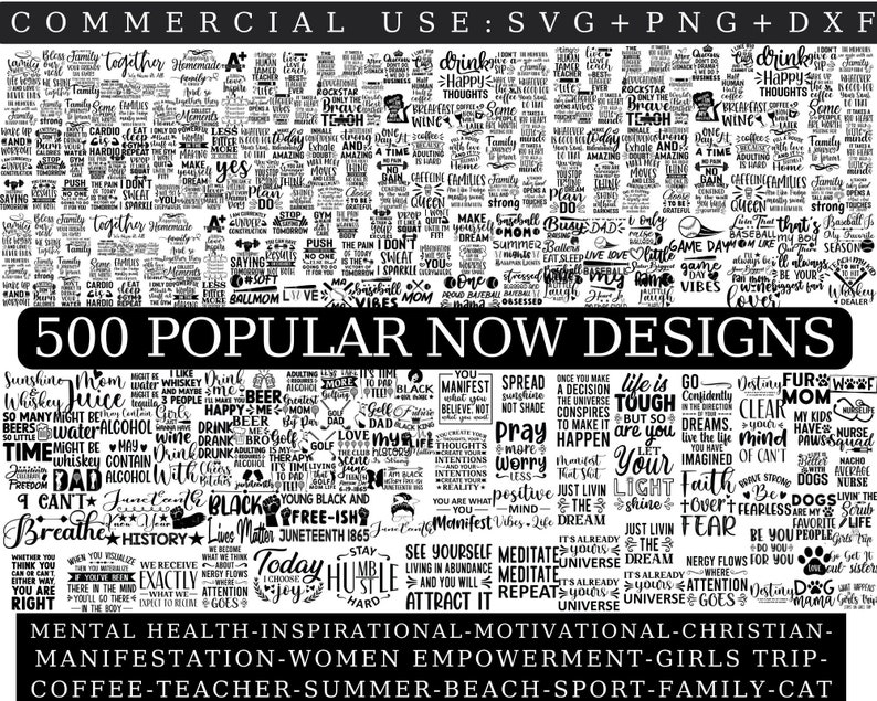 500 POPULAR NOW QUOTES Svg Png Dxf Bundle Trending Svg Cricut - Etsy