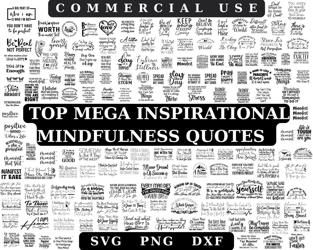 Mega Inspirational Mindfulness Qoutes Svg, Mindfulness Svg ...