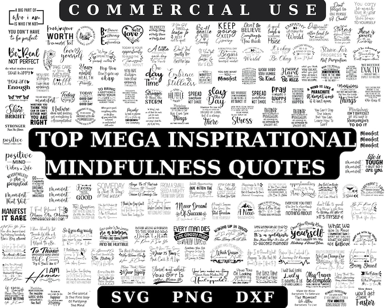 Mega Inspirational Mindfulness Qoutes Svg Mindfulness - Etsy