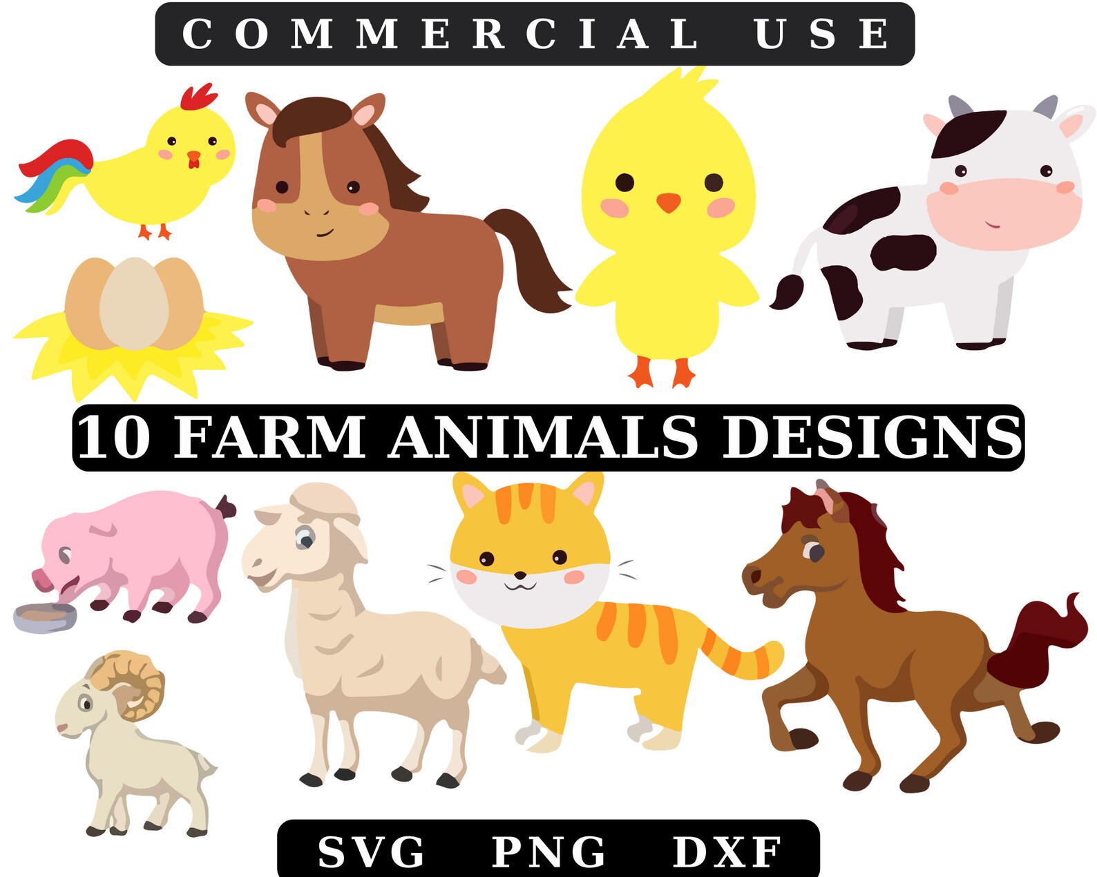 Farm Animals Svg Bundle Farm Animals Clipartbaby Farm - Etsy