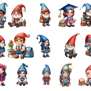 School Gnome Clipart PNG Bundle School Gonk Hand Drawn Watercolor ...