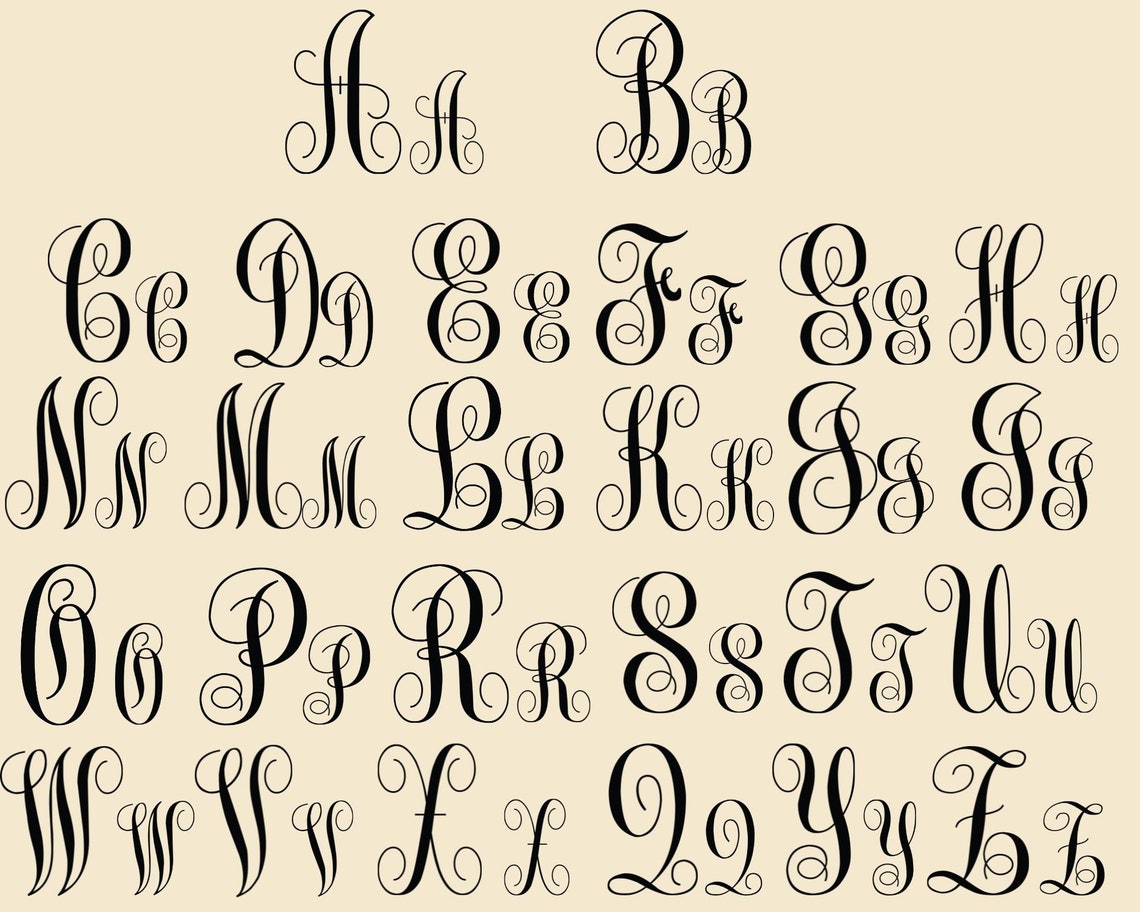 6 Monogram Fancy Font SVG Bundle Monogram Alphabets Monogram - Etsy