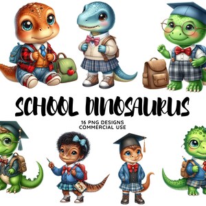 Watercolor Dinosaur Clipart, School Dinosaur Clipart, Nursery Clipart ...