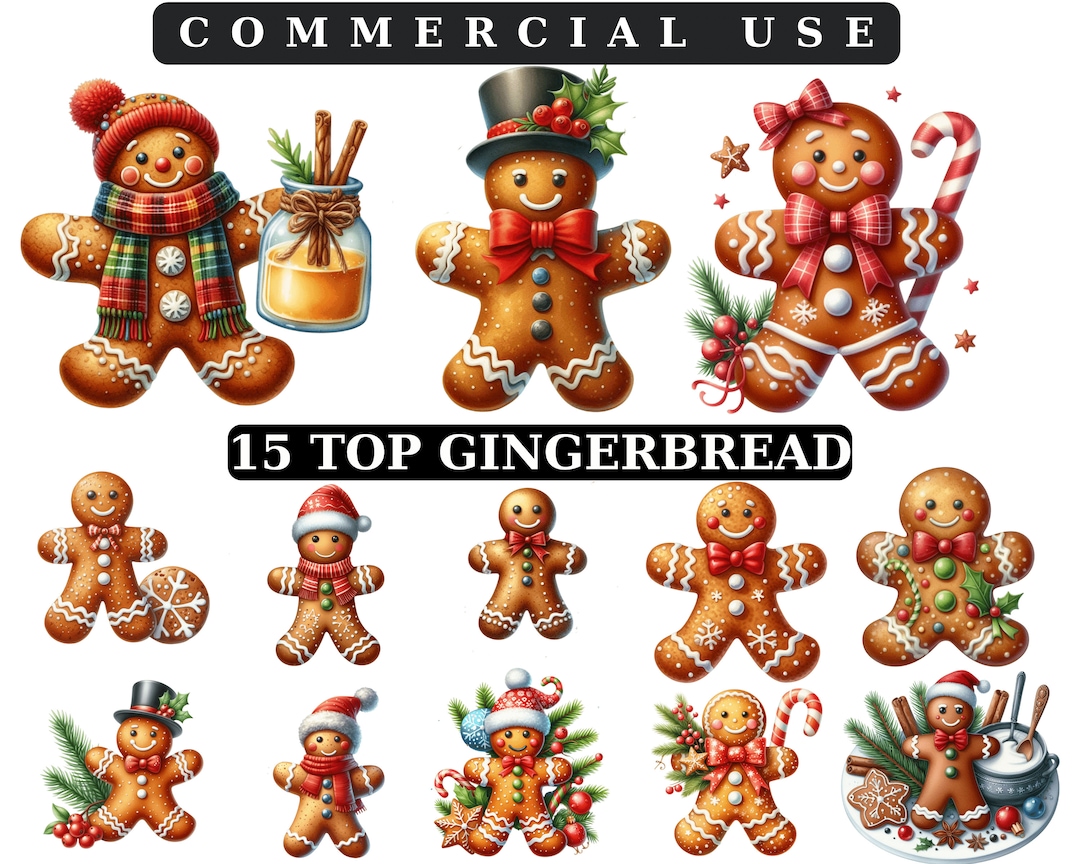 Watercolor Gingerbread Man Clipart Bundle: Festive Christmas Cookies ...
