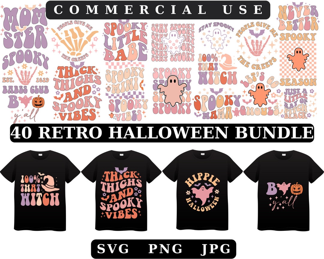 Retro Halloween Sublimation Bundle, Retro Halloween Bundle PNG, Ghost ...