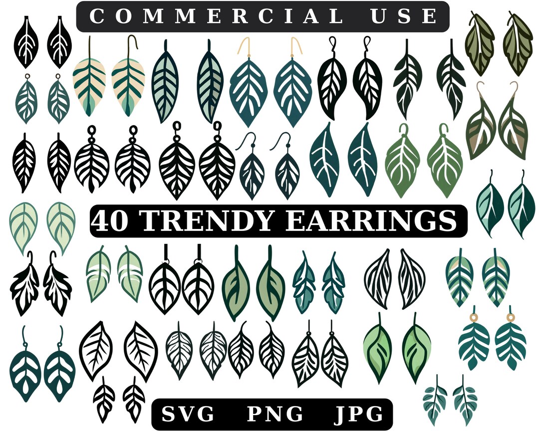 Leaves Earring, Earrings Bundle Svg Png,faux Leather Earring,leaf ...