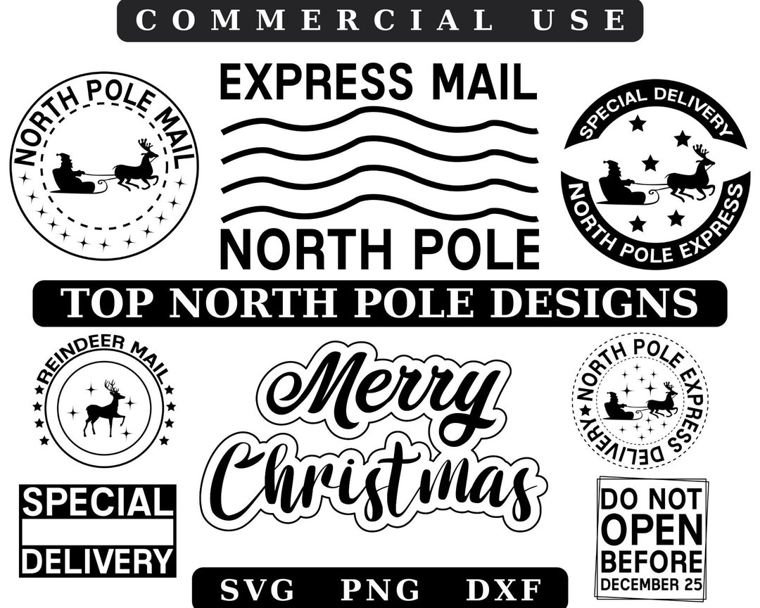 North Pole Svg Bundle,north Pole Stamps,santa Claus Approved Svg ...