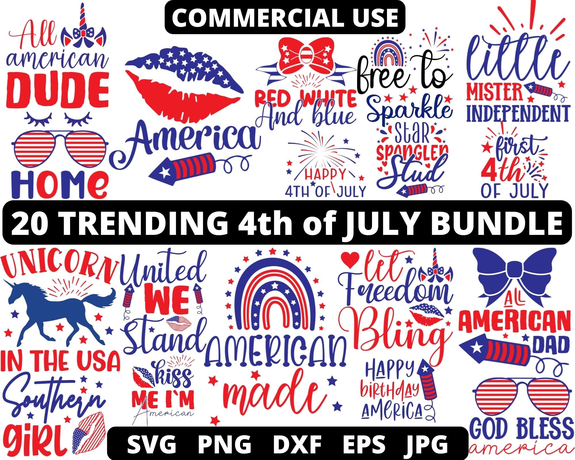 4th of July SVG Bundle July 4th SVG PNG Fourth of July Svg - Etsy