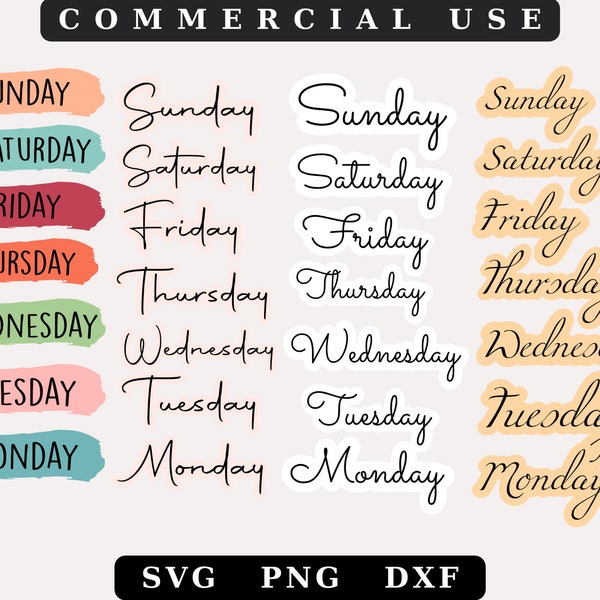 Days of the Week - Etsy