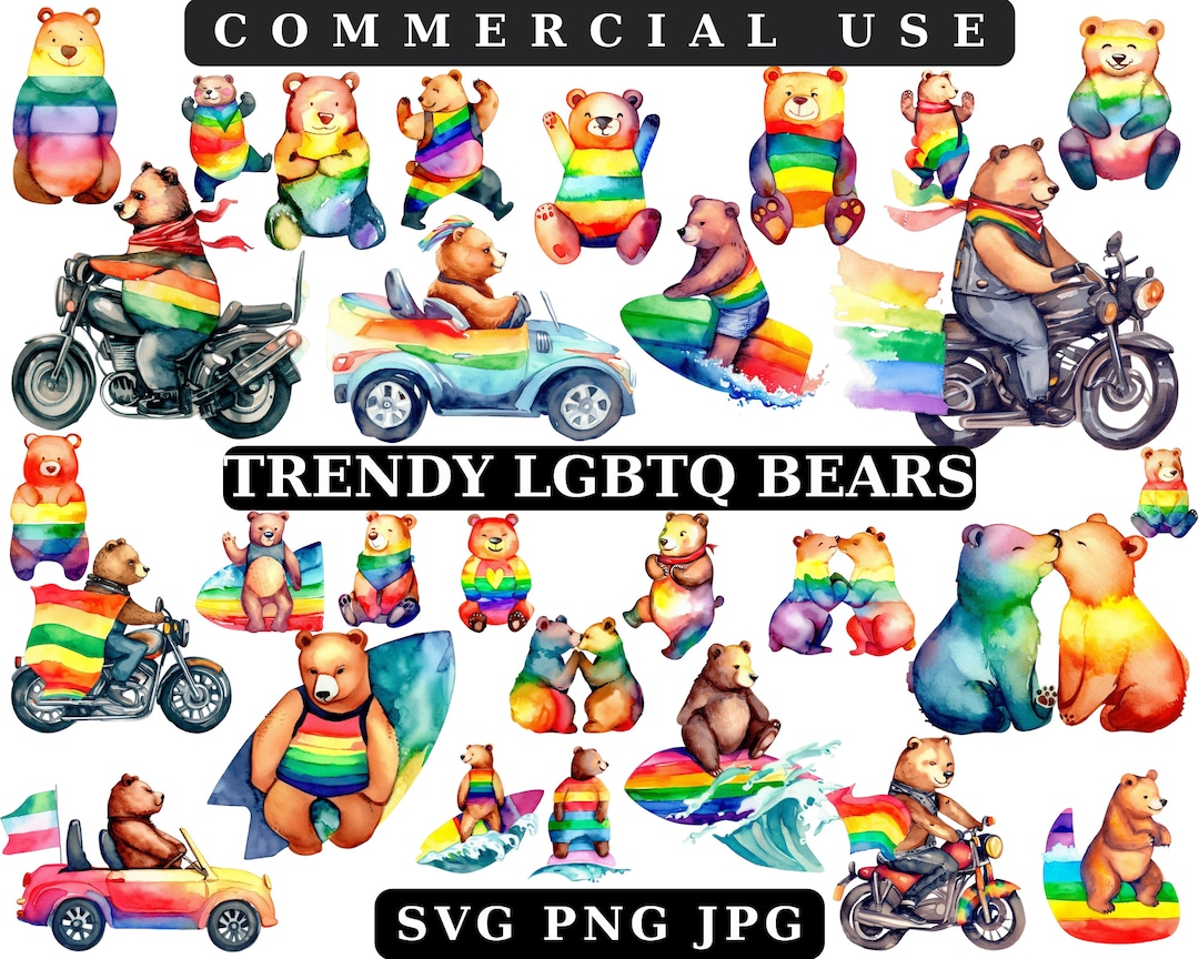 LGBTQ Bear SVG Bundle,lgbt Pride Svg,watercolor Lgbtq Png Clipart ...