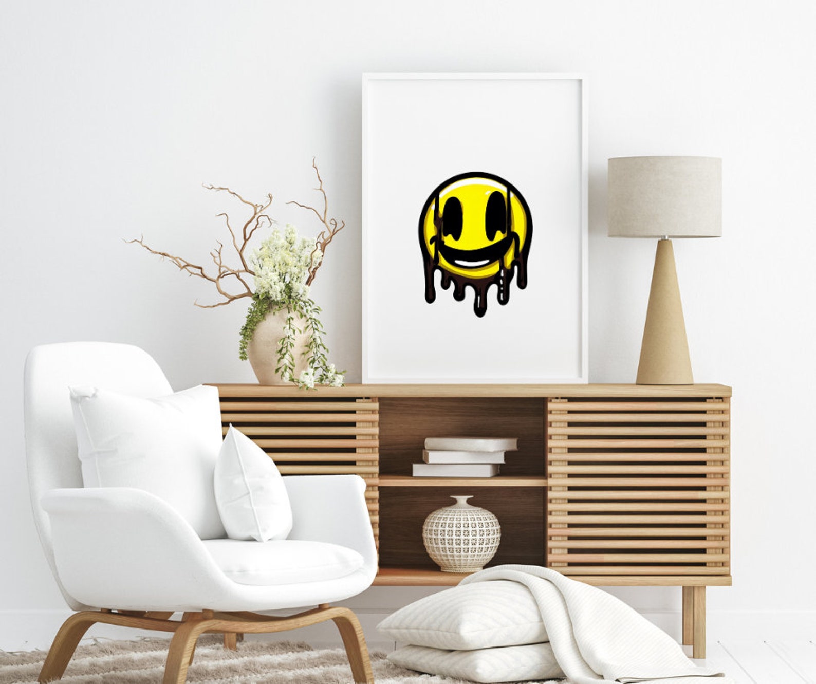 Dripping Smiley Face SVG PNG: Groovy Melted Halloween Clipart (digital ...