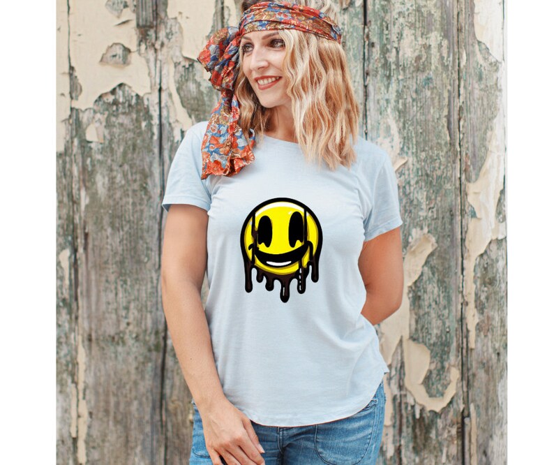 Dripping Smiley Face SVG PNG: Groovy Melted Halloween Clipart (digital ...