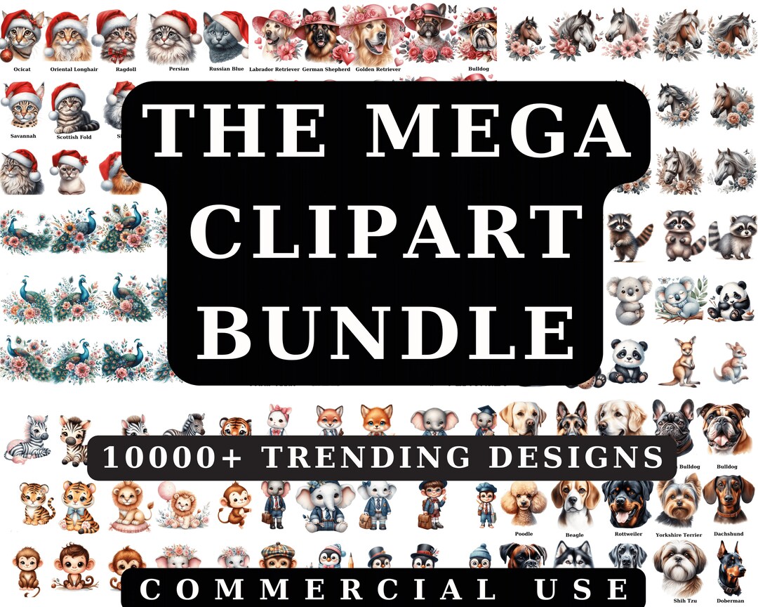 Mega Clipart PNG Bundle: 1000+ Designs, Commercial Use (digital ...