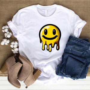 Dripping Smiley Face SVG PNG: Groovy Melted Halloween Clipart (digital ...