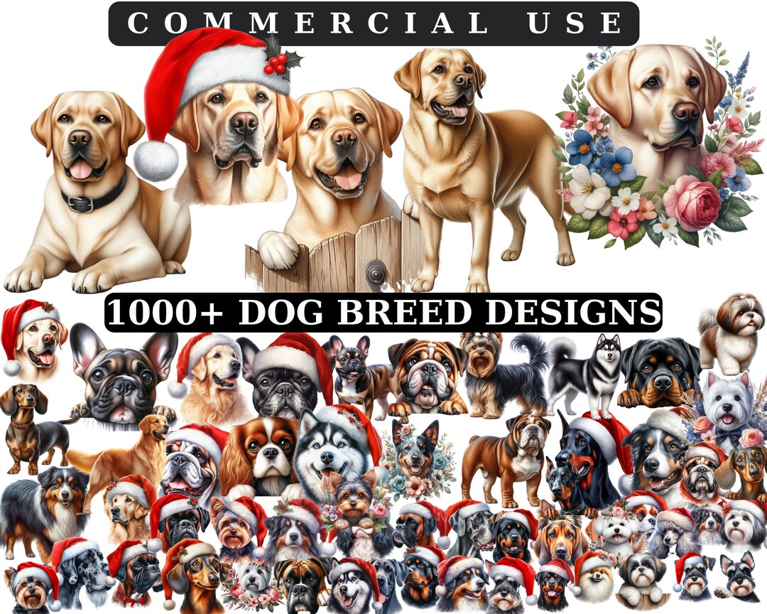 Dogs Clipart Bundle,mega Dog Breeds Clip Art, Watercolor Portrait,puppy ...