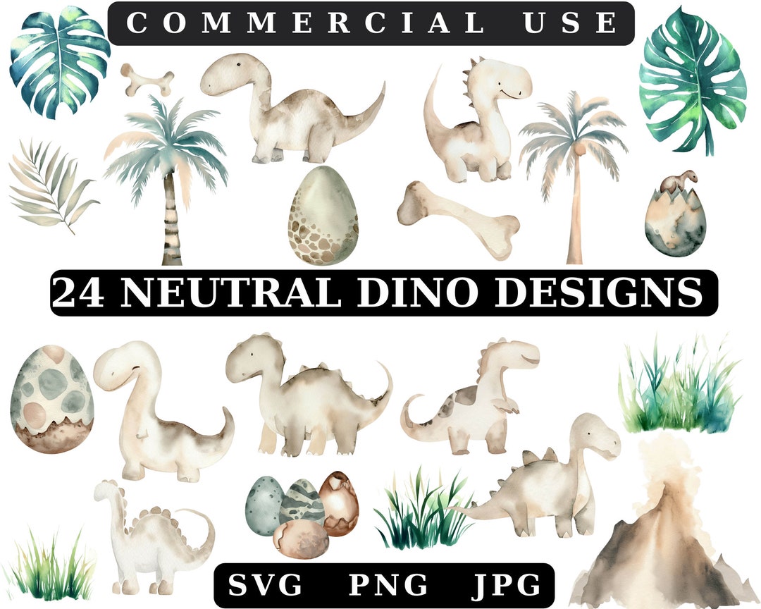 Watercolor Dinosaurs Clipart,neutral Baby Boy Clip Art,nursery Decor ...