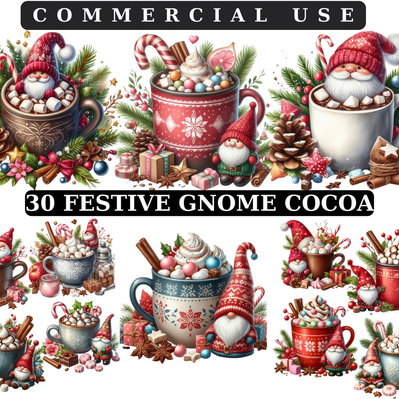 Christmas Gnomes Clipart - Etsy