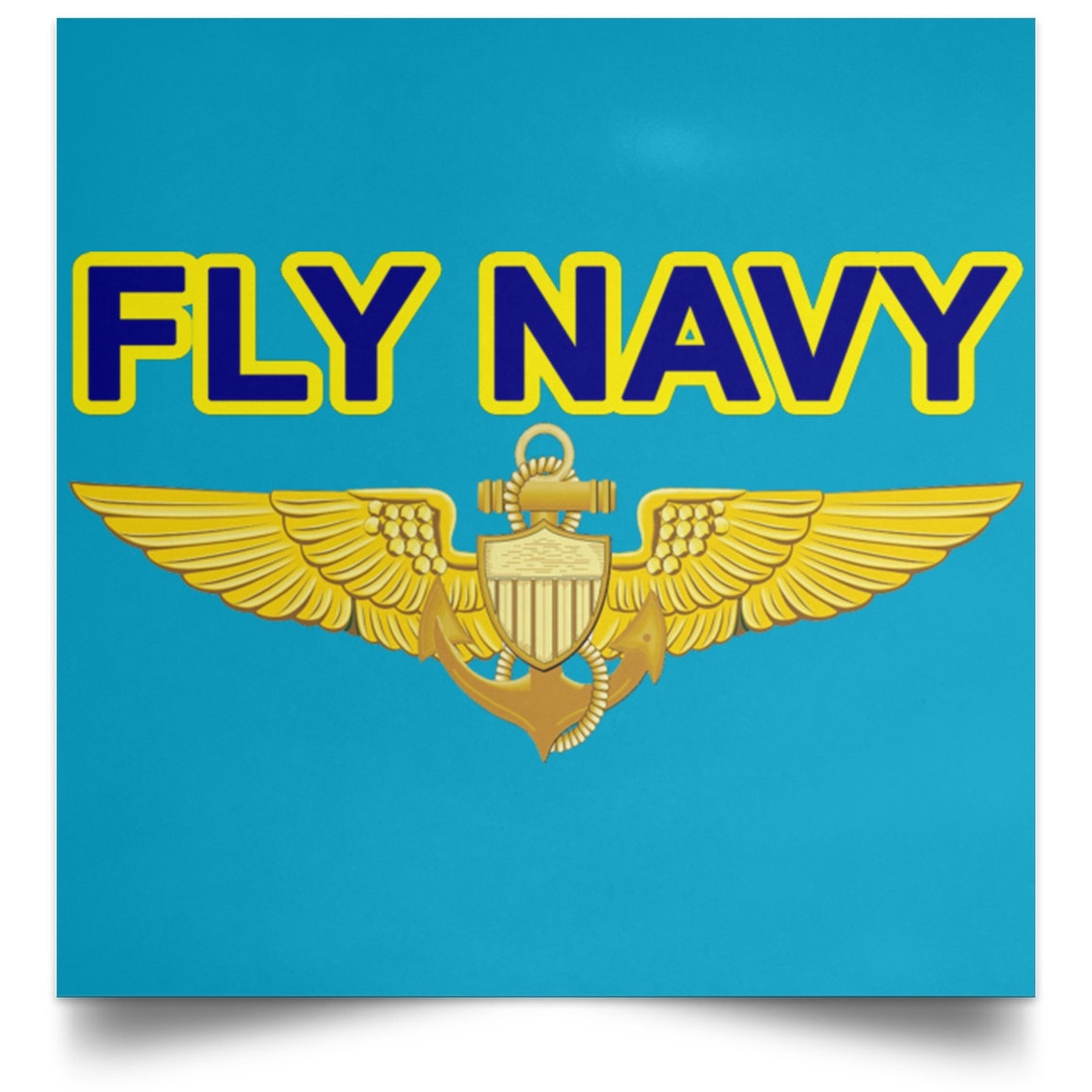 Fly Navy Aviator Poster Square | Etsy
