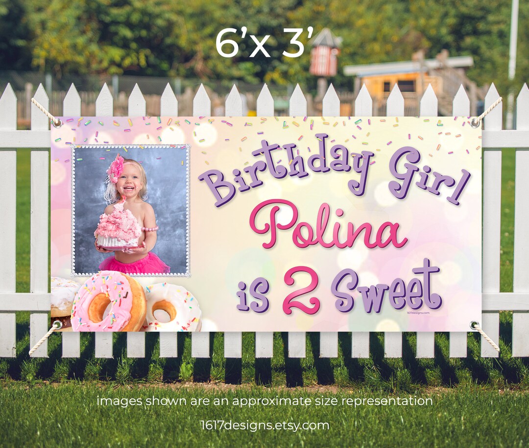 Custom Banner for Two Year Old Birthday - Two Sweet - Birthday Banner ...