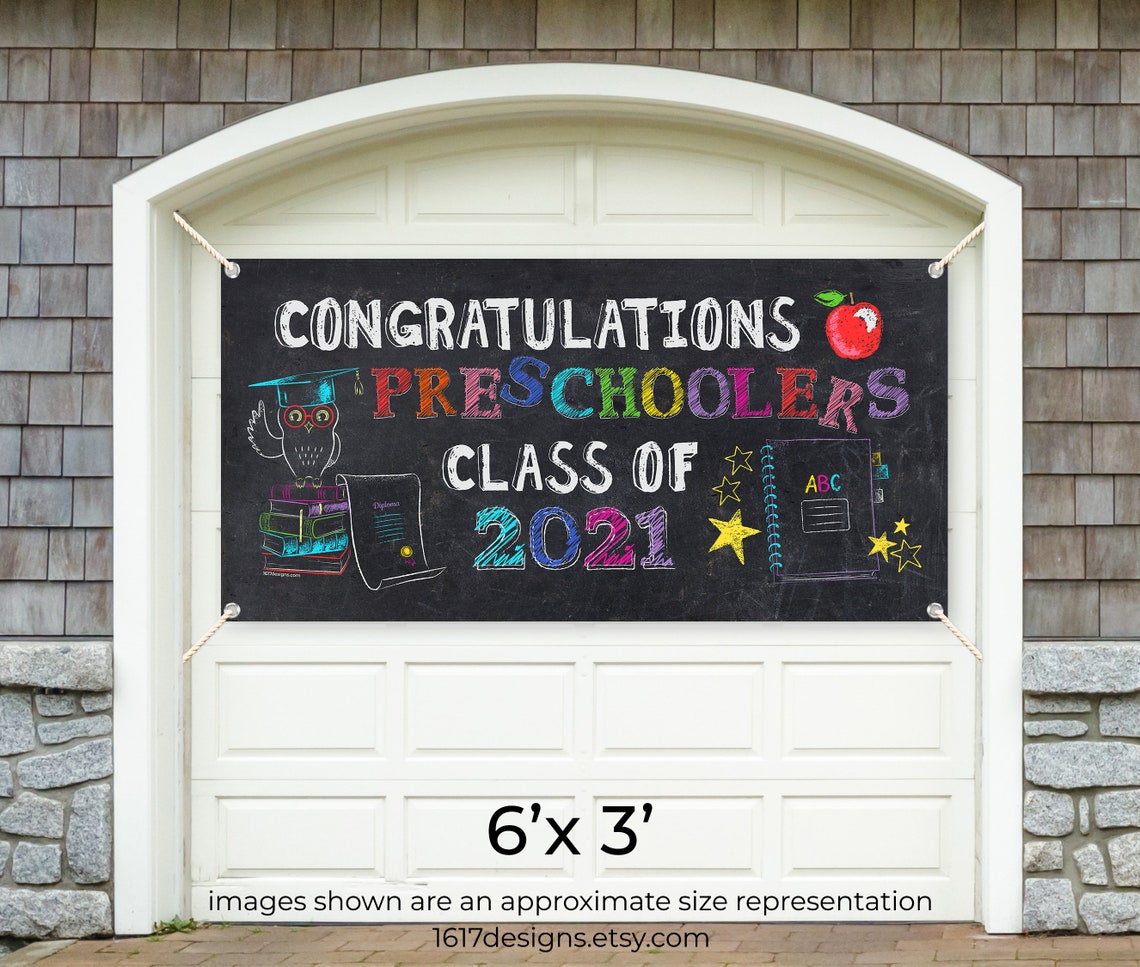 Preschool Graduation Banner Class of 2021 Chalkboard Custom | Etsy