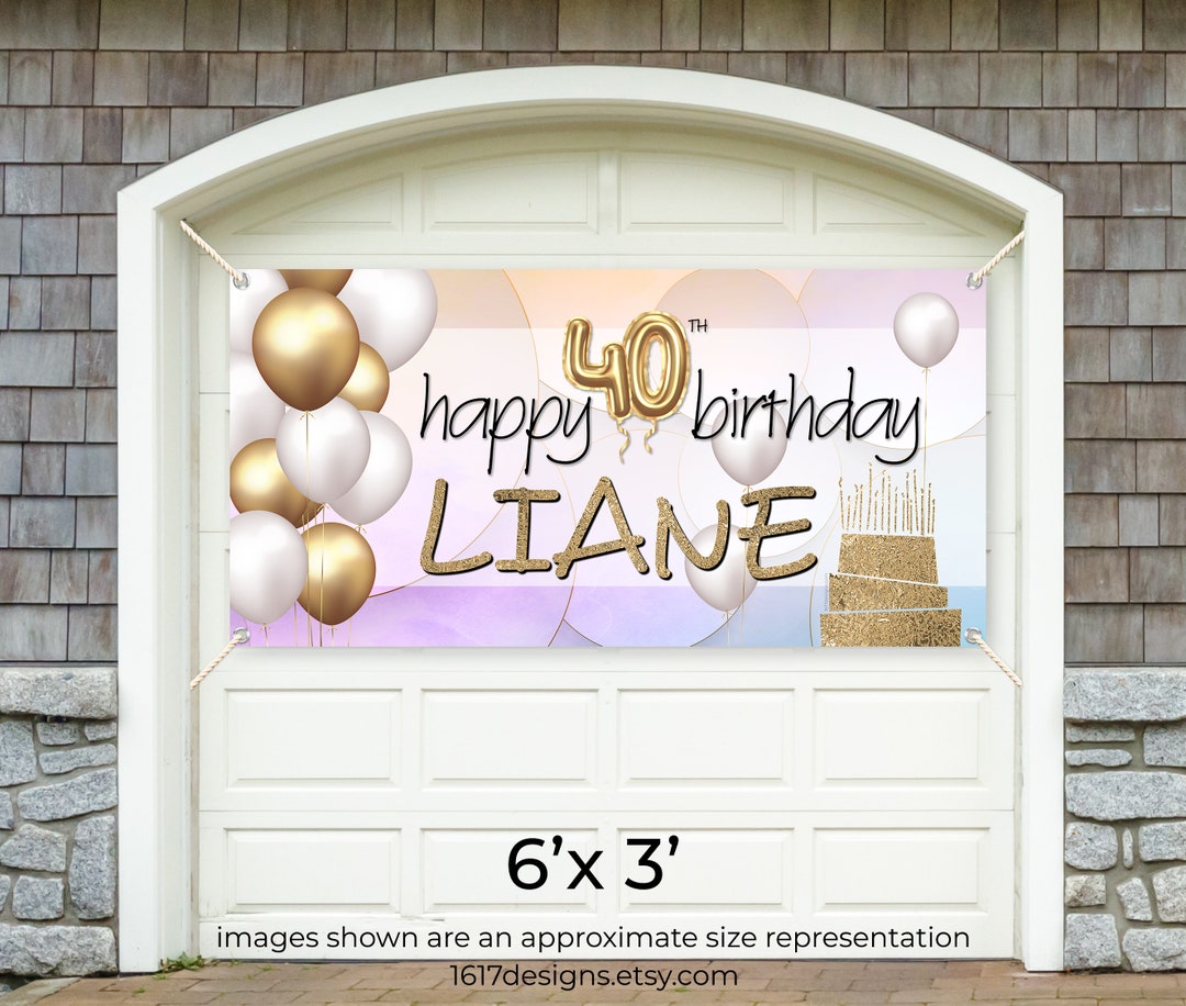 Bday Sign Surprise Birthday Banner Personalized Minimalist Custom Name ...
