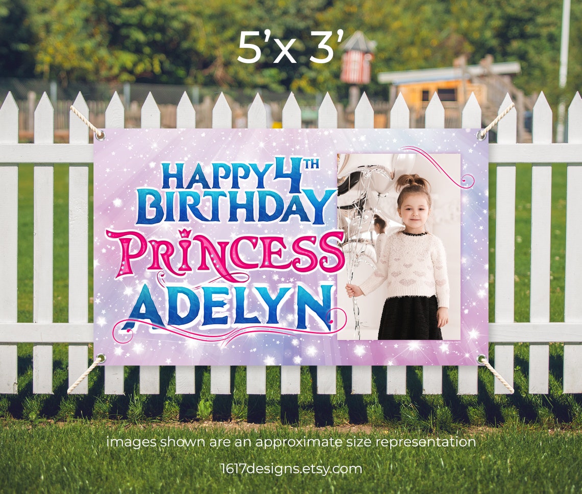 6x3 sizes Kids Birthday Banner Princess Birthday Party - Etsy.de