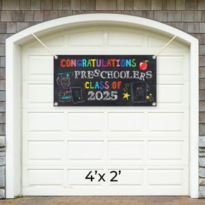 Preschool Graduation Banner Class of 2025 Chalkboard Custom ...