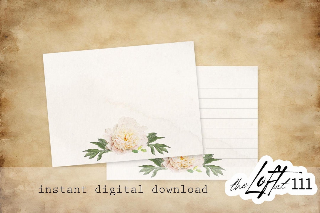 Instant Download, Digital Card Printable 3.5x5 Blank Card, Note Cards ...