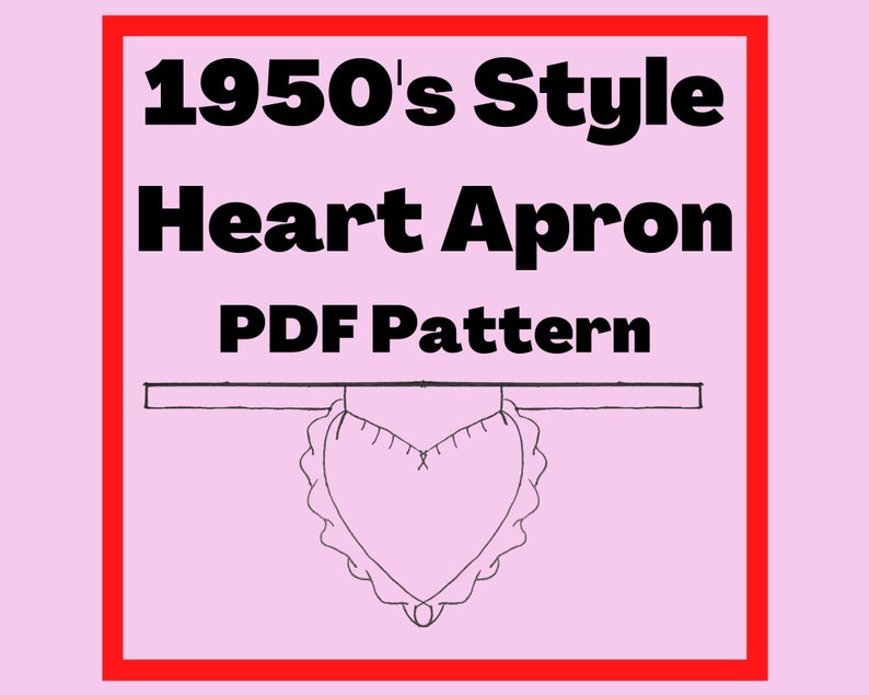 1950's Style Heart Apron Pdf Pattern Vintage Sewing - Etsy
