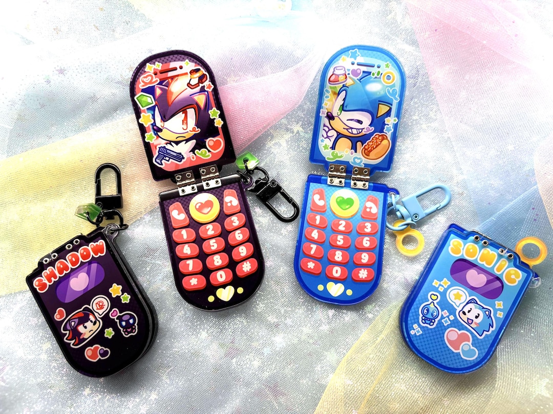 Flip Phone Keychains - Sonic and Shadow - Etsy
