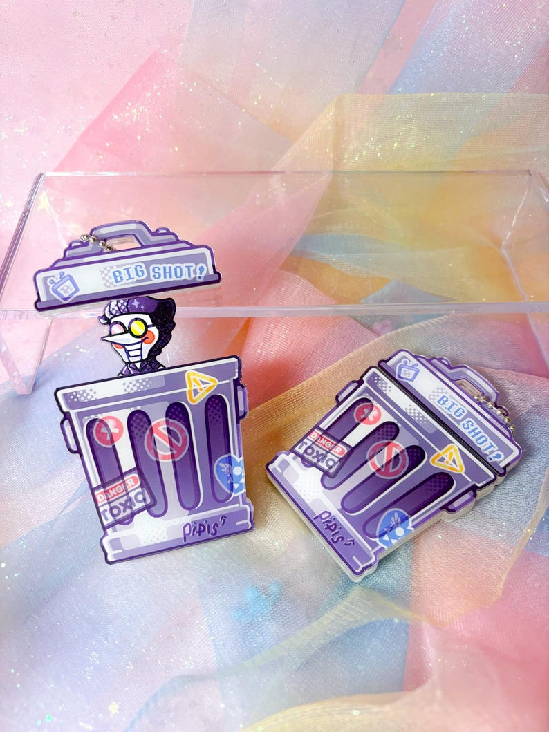 Deltarune Spamton Trash Can Slide-Out Keychain Charm - Etsy México