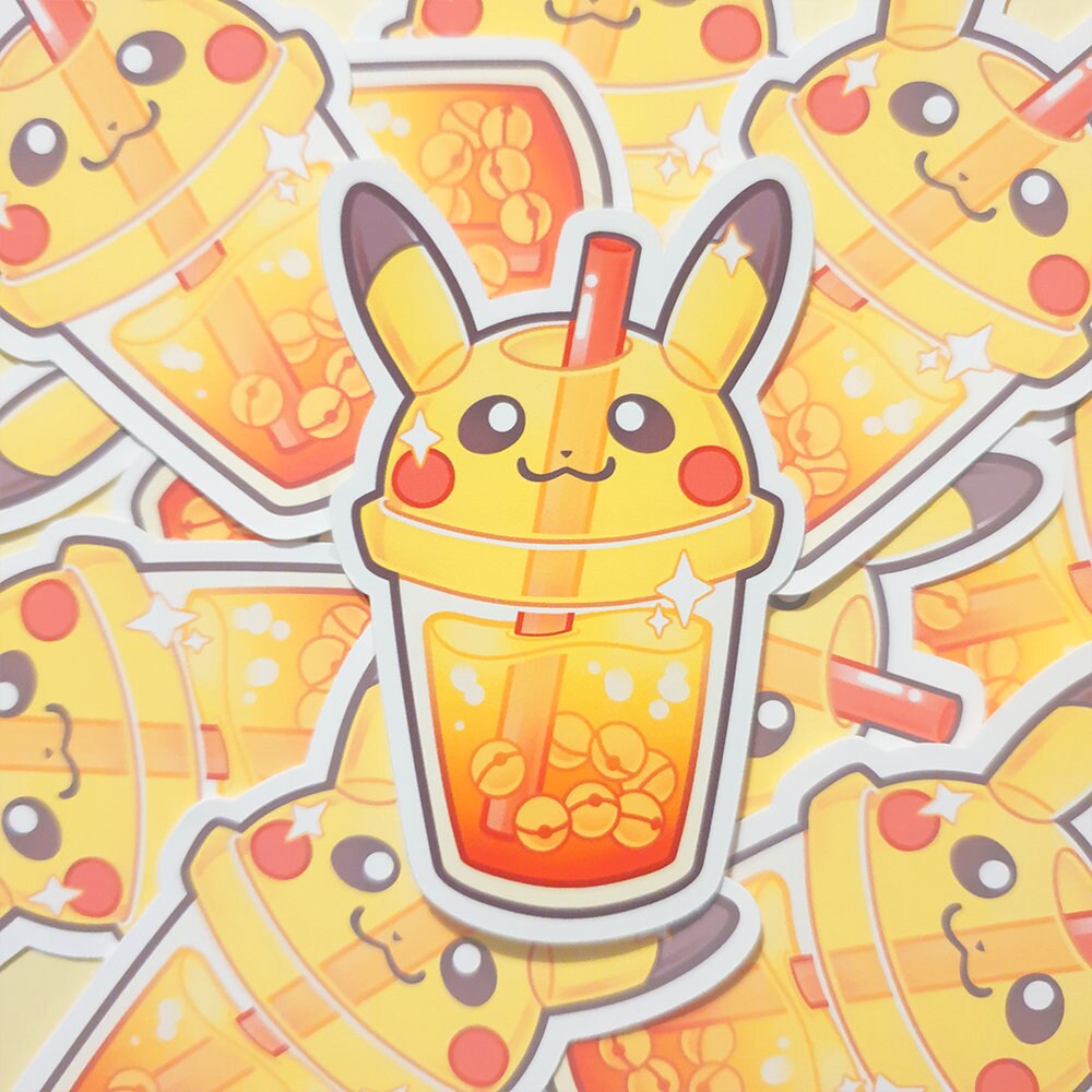 Pokédrinks Holographic Stickers Pikachu Boba Ditto Ramune - Etsy