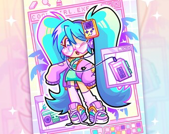 Psychedelic Virtual Diva Hatsune Miku 8x8 ART PRINT - Etsy
