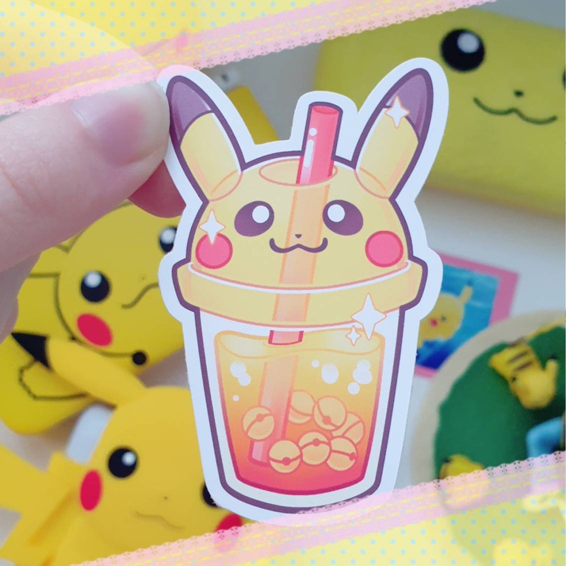 Pokédrinks Holographic Stickers Pikachu Boba Ditto Ramune - Etsy