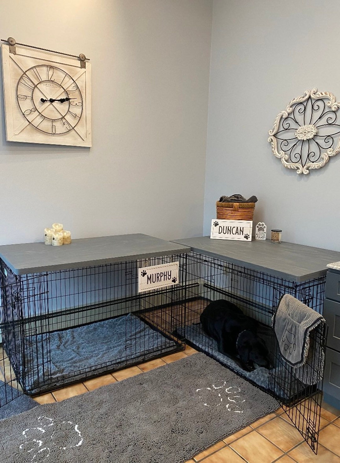 Dog Kennel Wood Top With Safety Lip, Handcrafted, Double Dog Crate ...