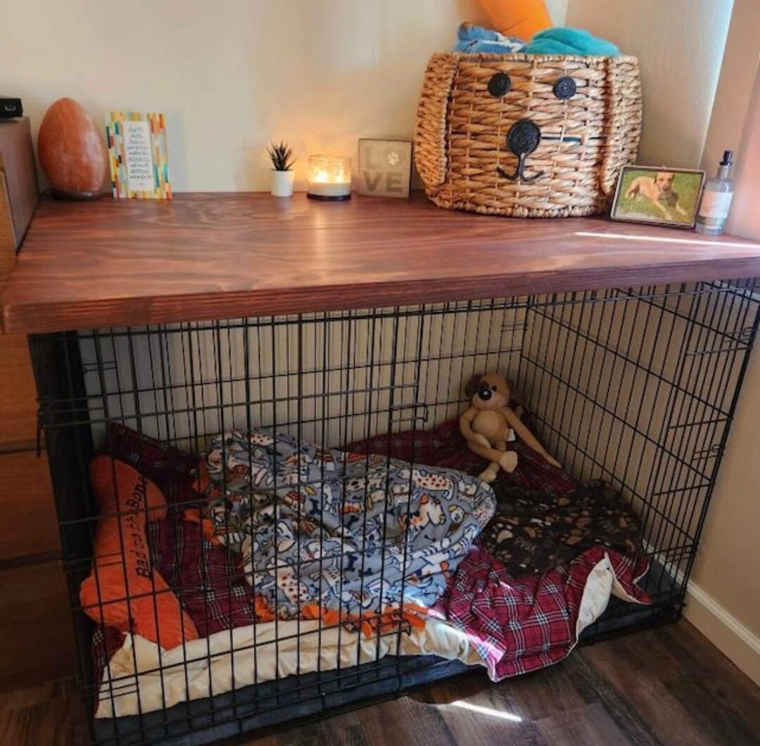 Rustic Dog Kennel Wood Table Toper, Wood Crate Top, Entry Table, Dog ...